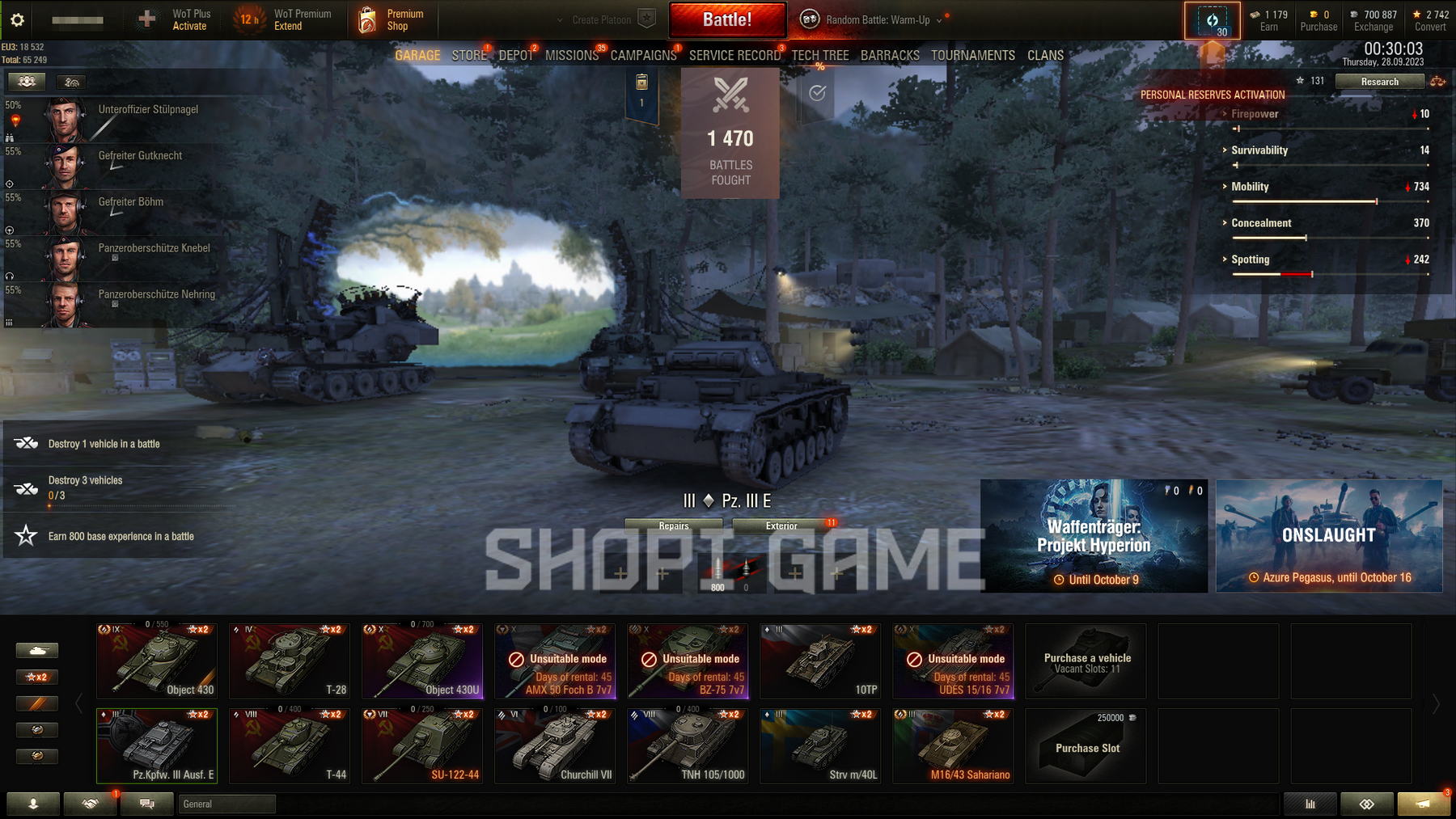 Buy 1470 Battles | 5 premium | 4 tops 361 in the online store SHOPI GAME