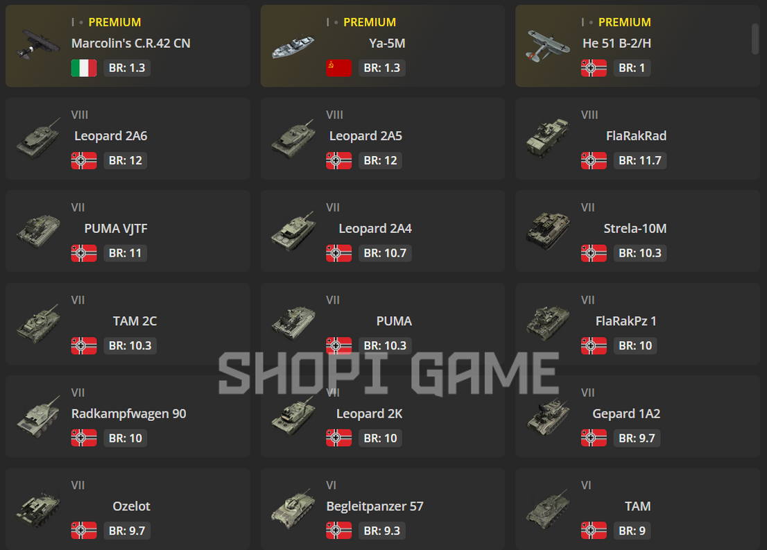 Buy Rank 8 regular and premium vehicles (Su-33, Leopard 2A6, Leopard ...