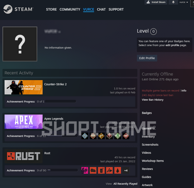 Купити Назва: Steam аккаунт | RUST (Vac Ban) | Повний доступ до ...