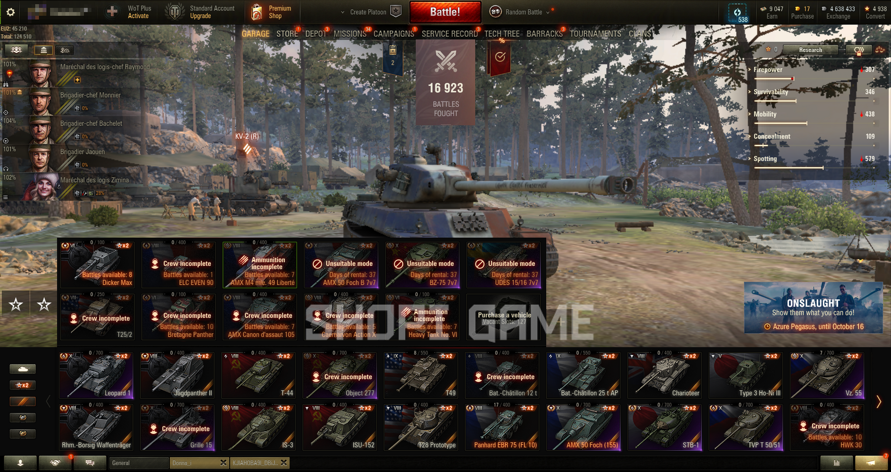 Buy 16923 battles | 14 premium | 10 tops 235 in the online store SHOPI GAME